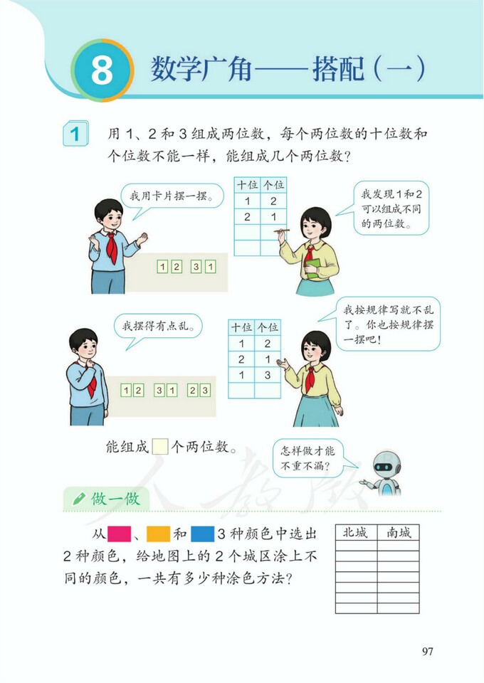 8 数学广角 搭配 一 2022新版人教版二年级数学上册课本(高清) 人教版小学课本