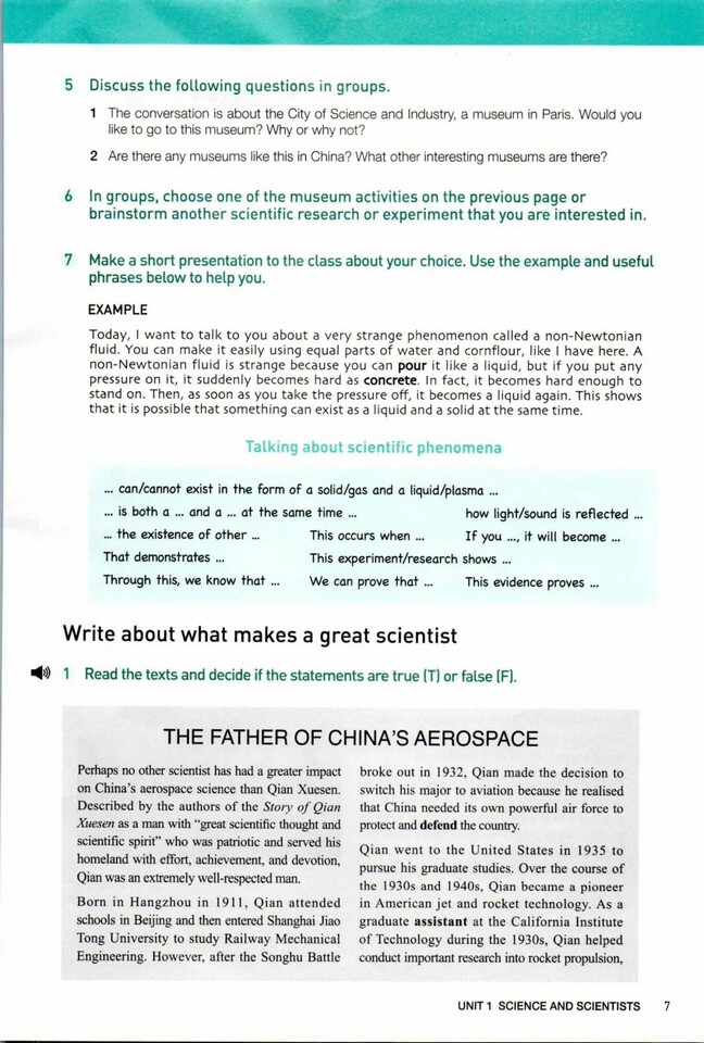 Unit 1 SCIENCE AND SCIENTISTS|2019年审定人教版高中英语选修第二册_中学课本网