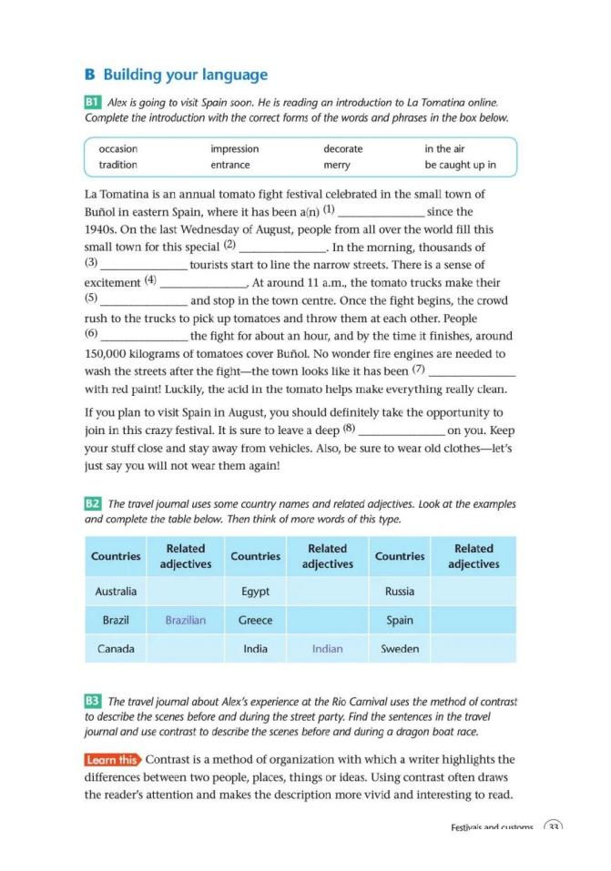 UNIT 3 Festivals and customs|2019年审定译林版高中英语必修二_中学课本网