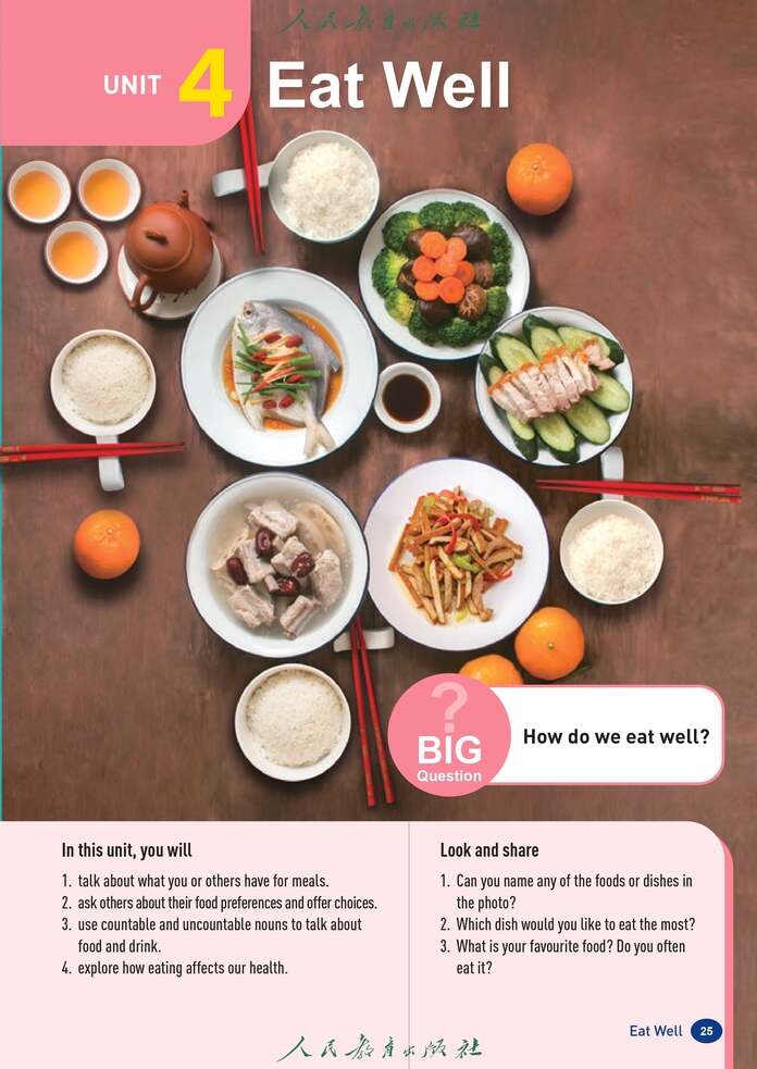 Unit 4 Eat Well 2024人教版七年级英语下册 中学课本网